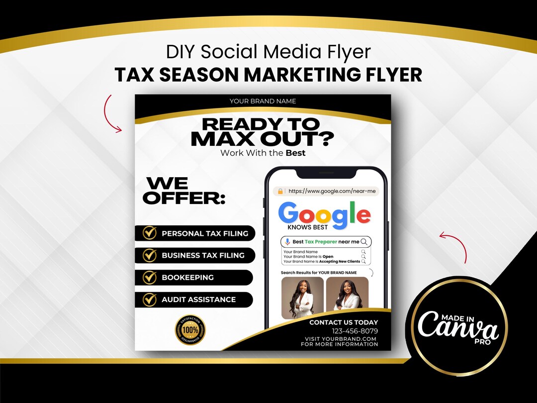 Tax Season Marketing Flyer Template, CPA Bookkeeper Social Media DIY - Etsy