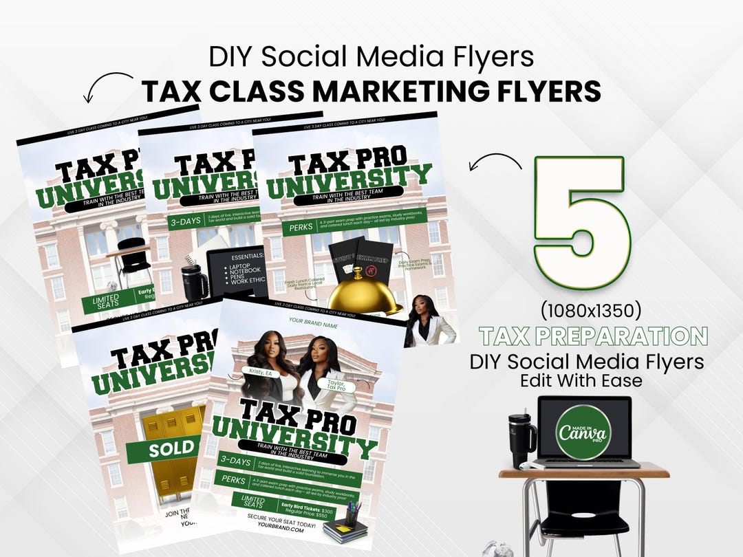 Tax Class Flyer Template Canva | Tax Course Marketing Flyer | Editable ...