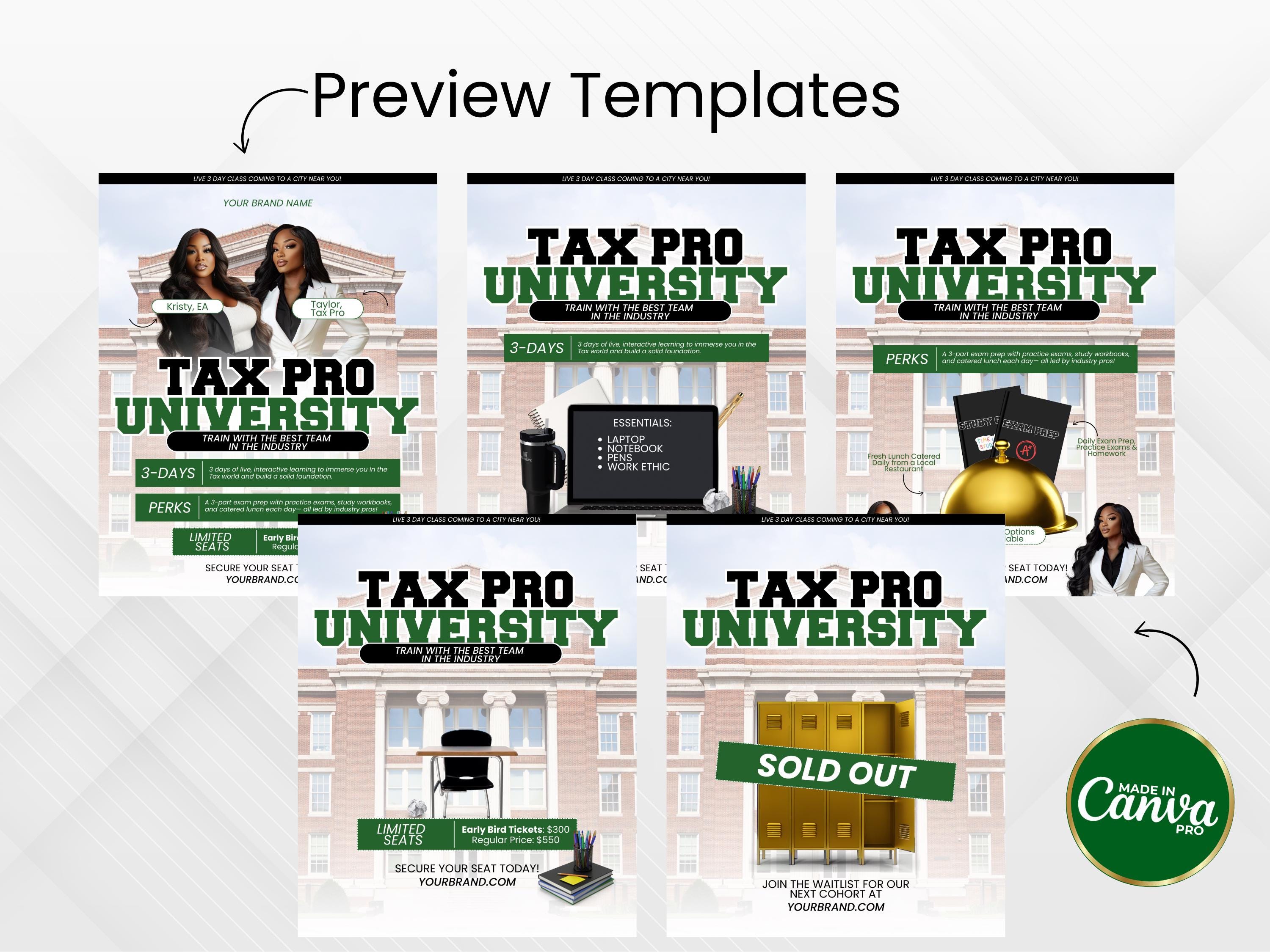 Tax Class Flyer Templates, Editable Canva Tax Course Marketing (digital ...