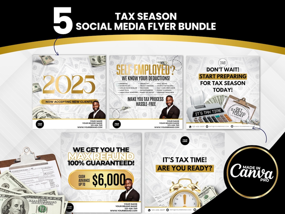 5 Tax Season Flyer Bundle, Income Tax Flyer Template, Tax Professional ...