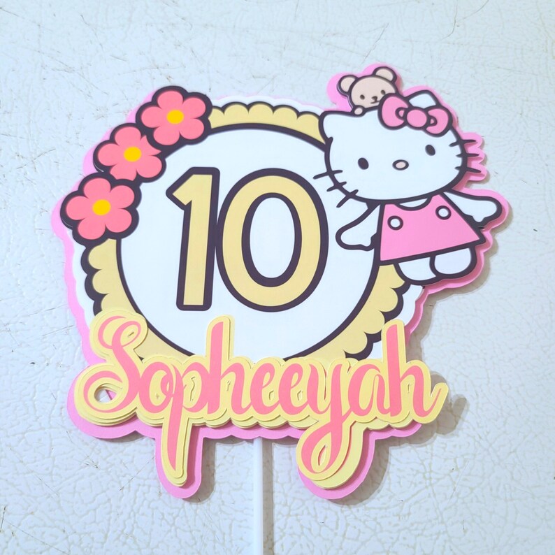Personalized Hello Kitty Cake Topper, Name and Age Cake Topper, Cake ...