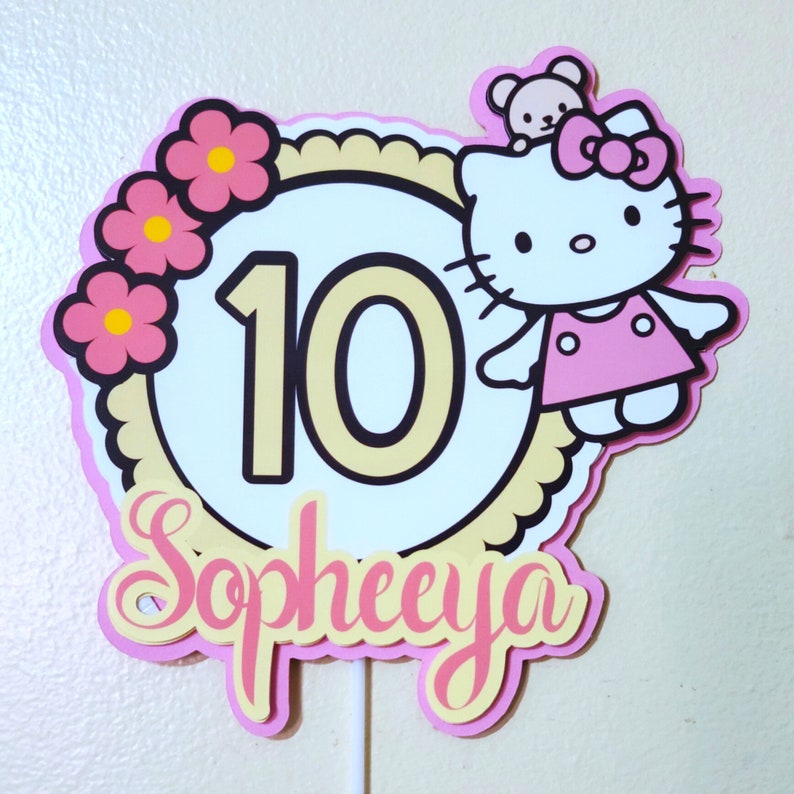 Personalized Hello Kitty Cake Topper, Name and Age Cake Topper, Cake ...