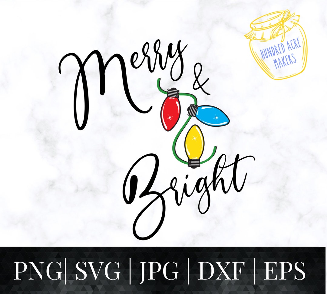 Merry and Bright Layered Digital Cut File | Svg | Png | Jpg | Dxf | Eps ...