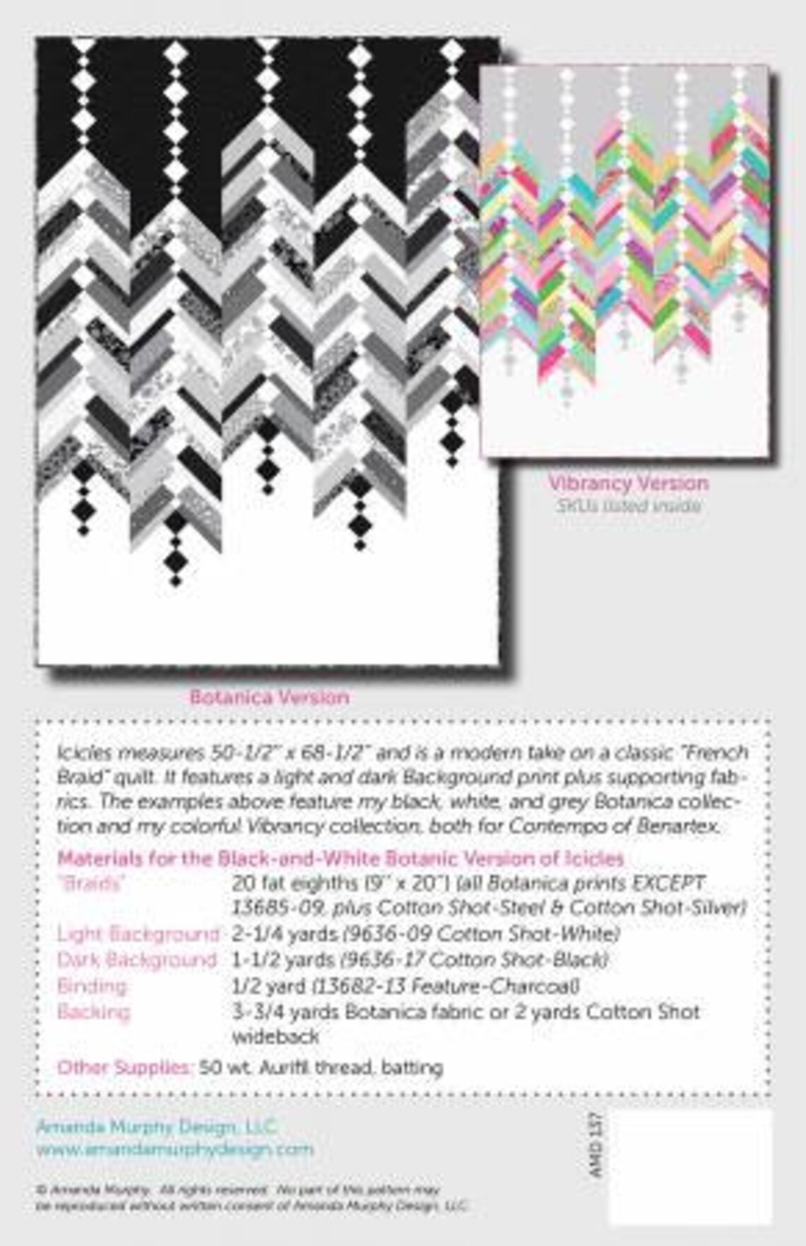 ICICLES Quilt Pattern From Amanda Murphy Designs 50 1/2in X 68 1/2in - Etsy