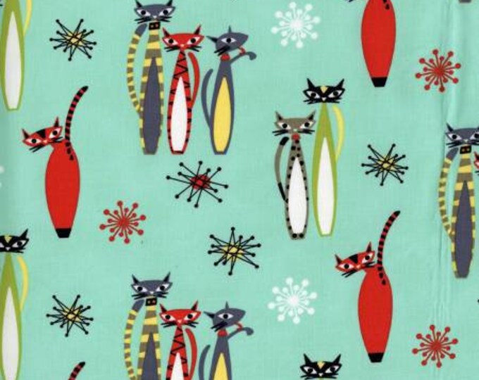 Mid Century Cats Fabric Mid Mod Meow by Studioxtine Geometric Cats ...