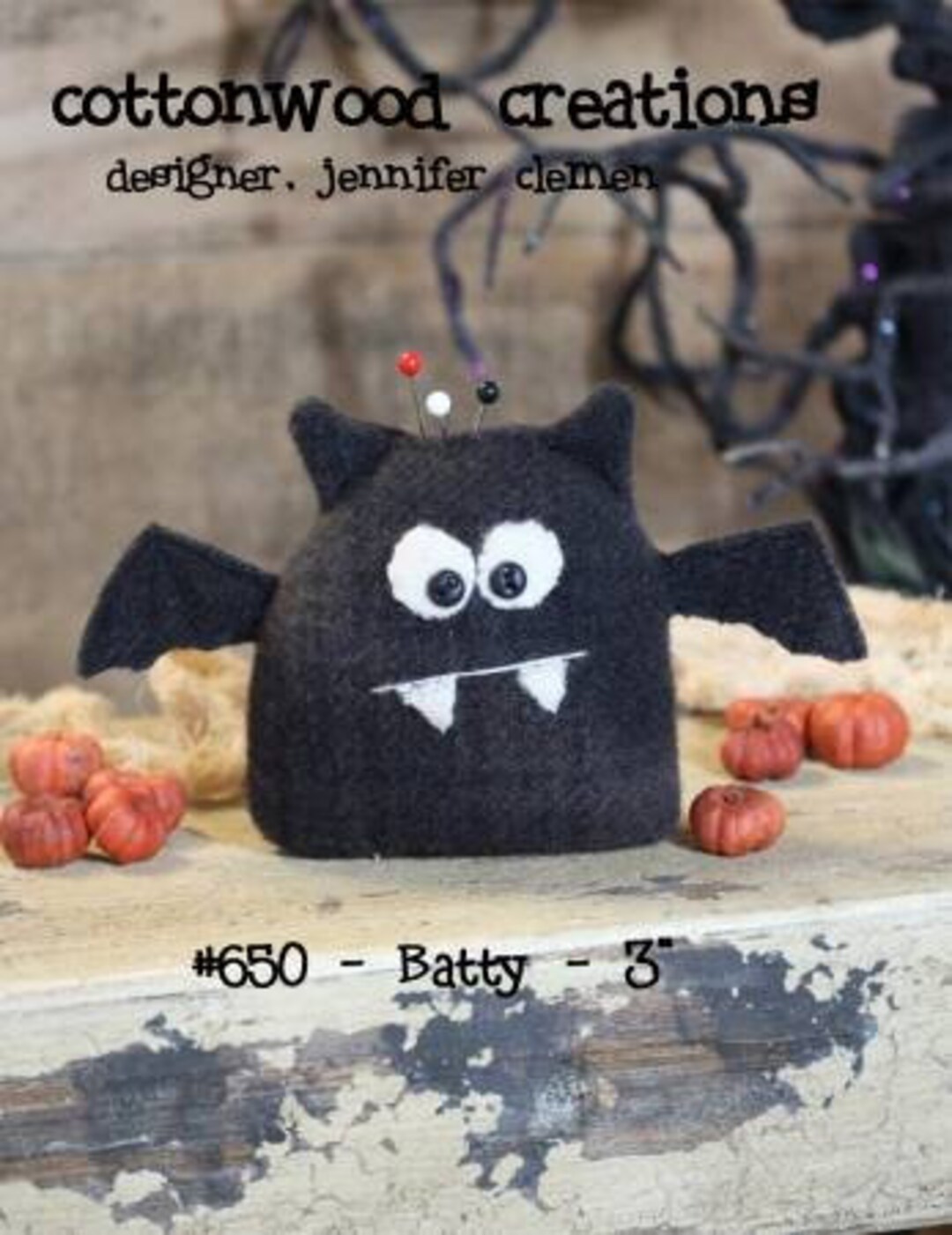 Batty Wool Bat or Pincushion Craft Pattern 3in Tall - Etsy