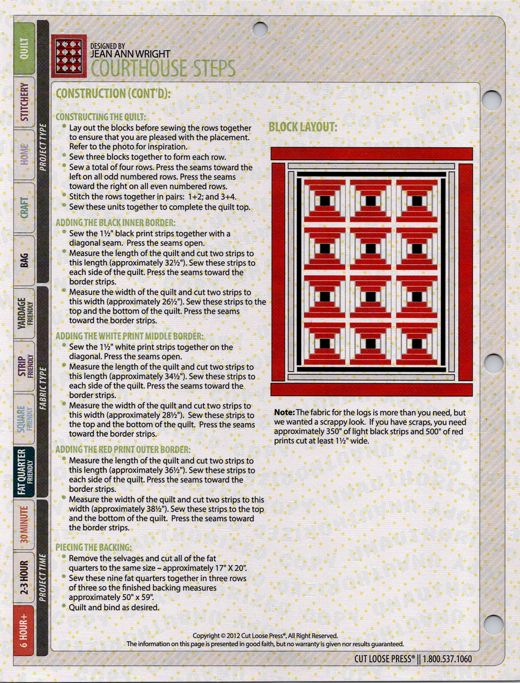 Courthouse Steps Quilt Pattern Card - Etsy