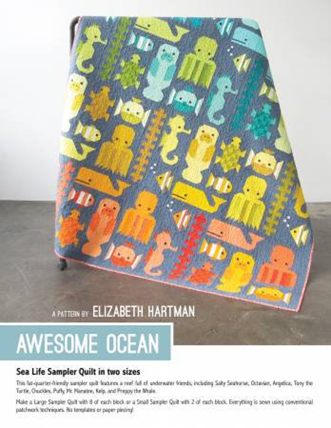 Sea Life Quilt Pattern – Ocean Animal Sampler, Two Sizes - Etsy