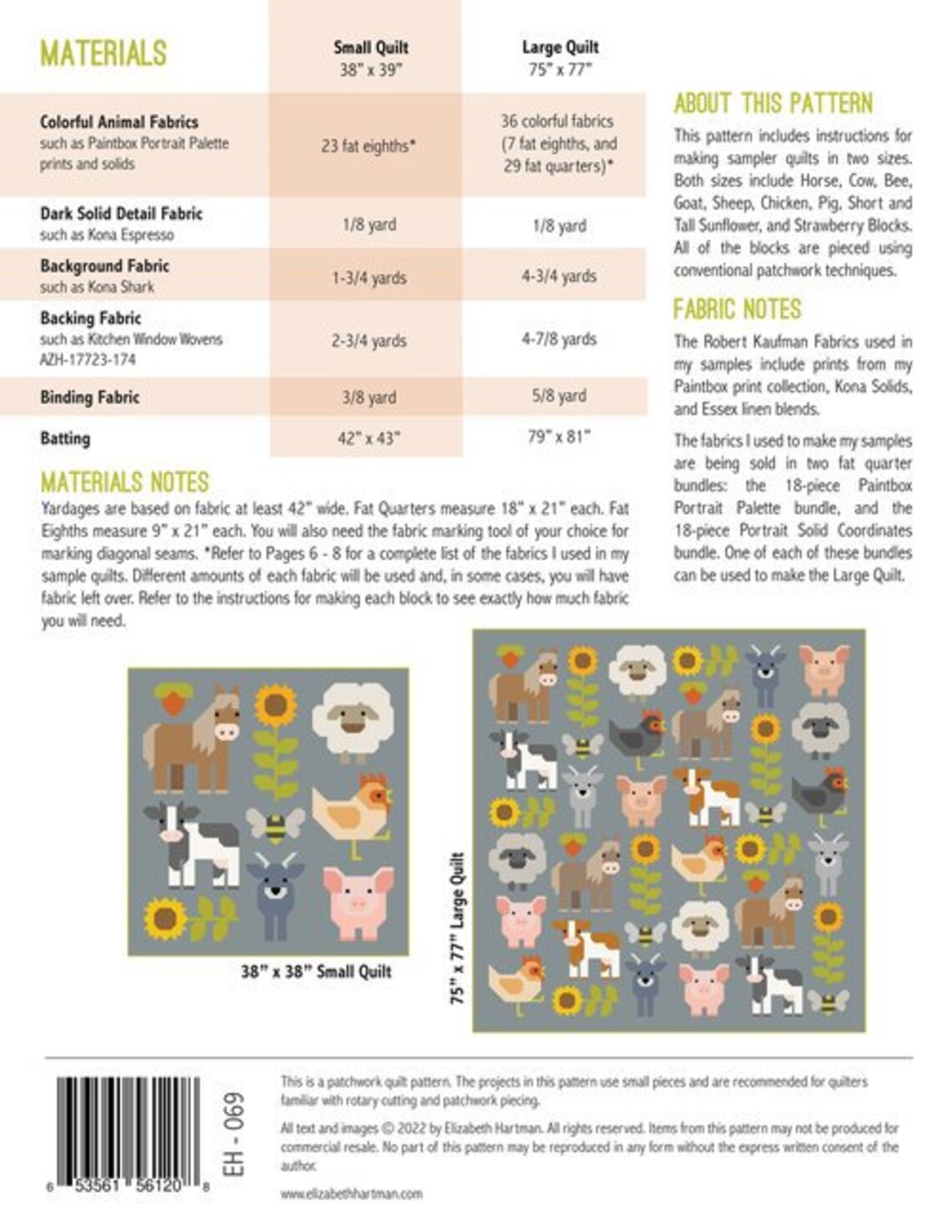 Fab Farm Patchwork Quilt Pattern by Elizabeth Hartman 2 Sizes - Etsy