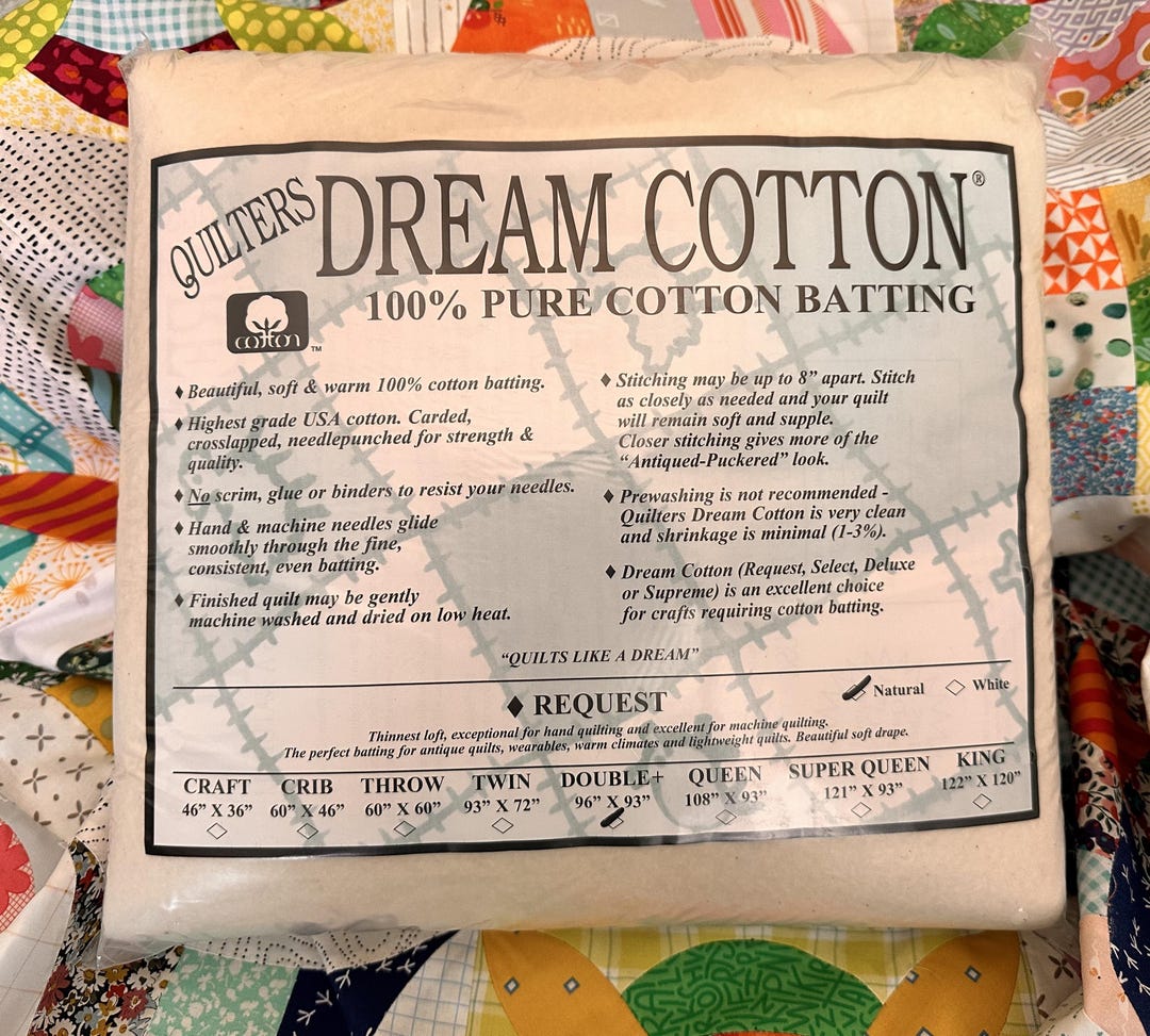 Quilters Dream Cotton - REQUEST Loft 100% Cotton Batting 96in X 93in ...