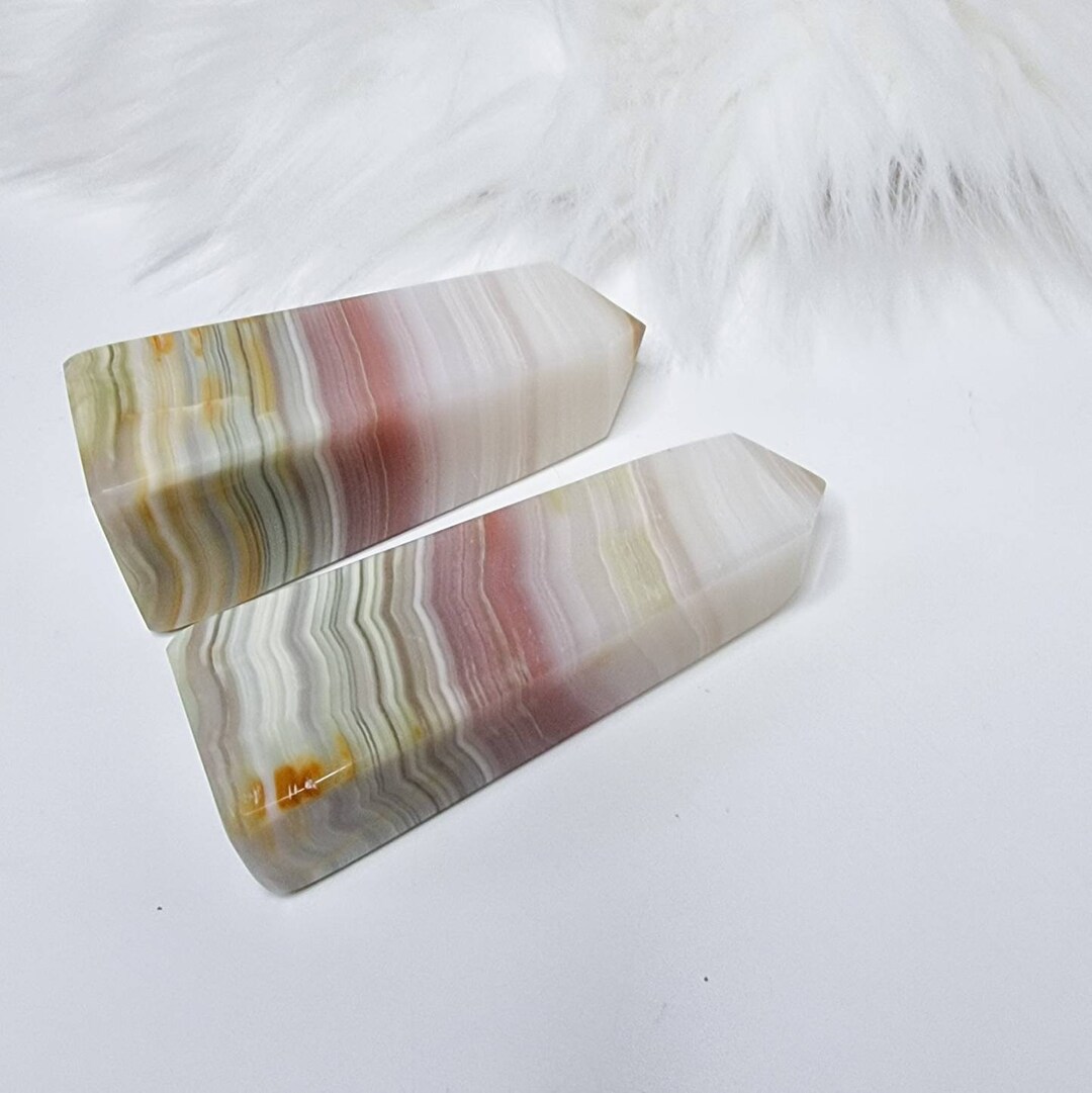 Pink Banded Calcite Tower | Pink Banded Onyx Point | Gemstone Crystal ...