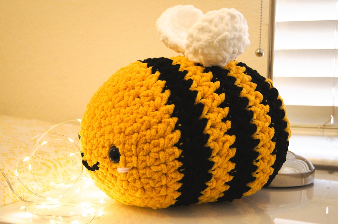 Big Crochet Bee | Cute Bumblebee Plushie Stuffed Animal | Huge Large ...
