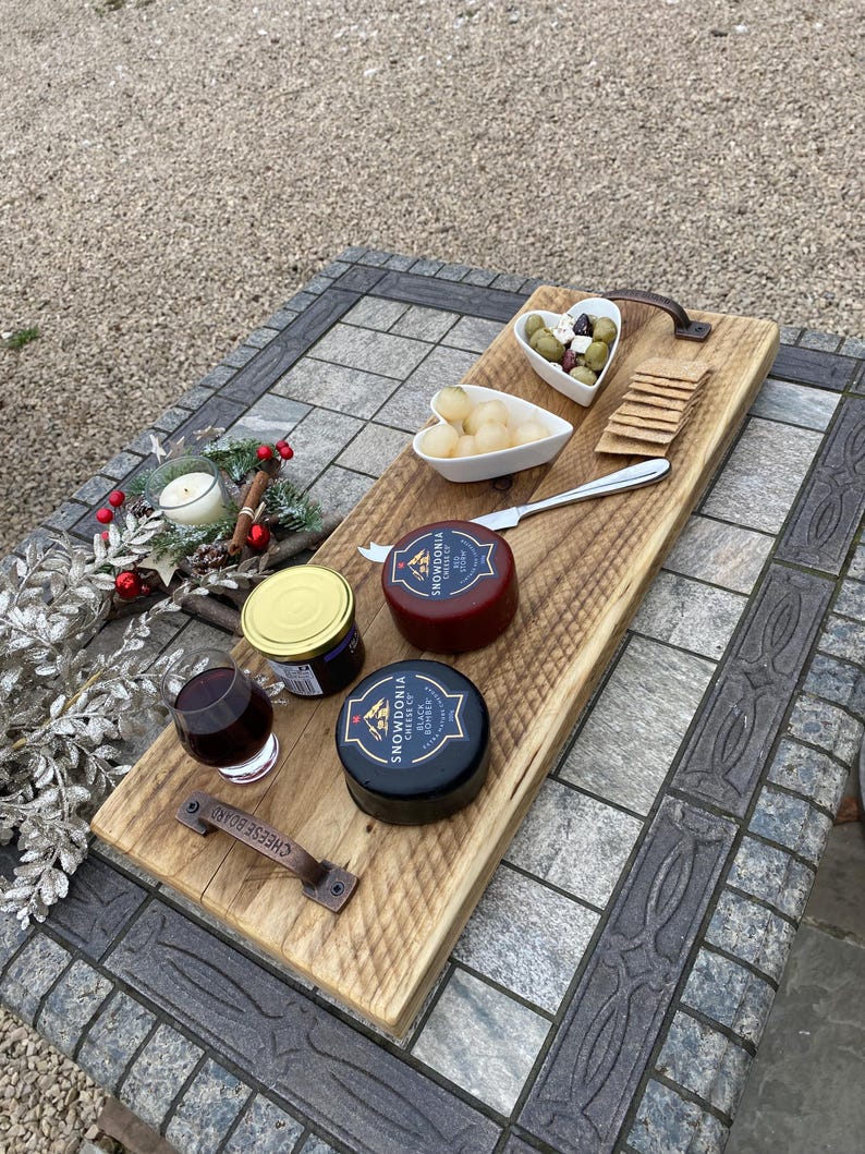 Hand Crafted Wooden Cheese Board With Copper Handles | Serving Tray ...