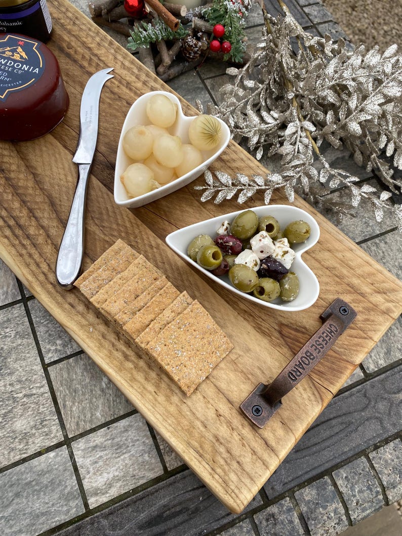 Hand Crafted Wooden Cheese Board With Copper Handles | Serving Tray ...
