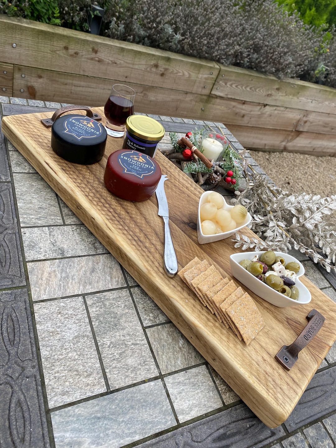 Hand Crafted Wooden Cheese Board With Copper Handles | Serving Tray ...