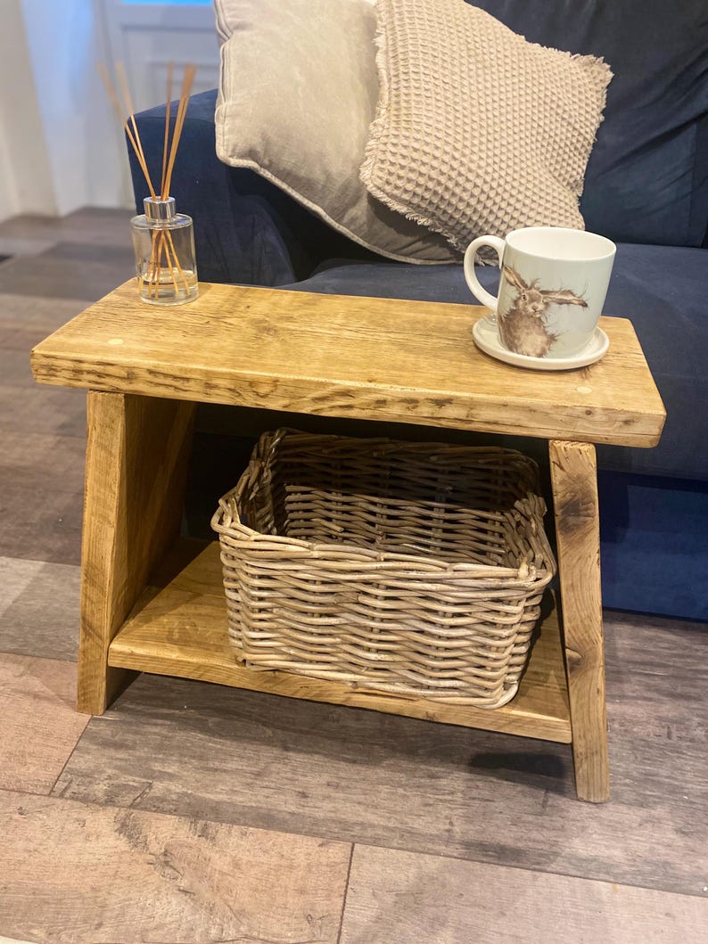 Handmade Rustic Wooden Side Table - Milking Stool - Milkmaid Narrow ...