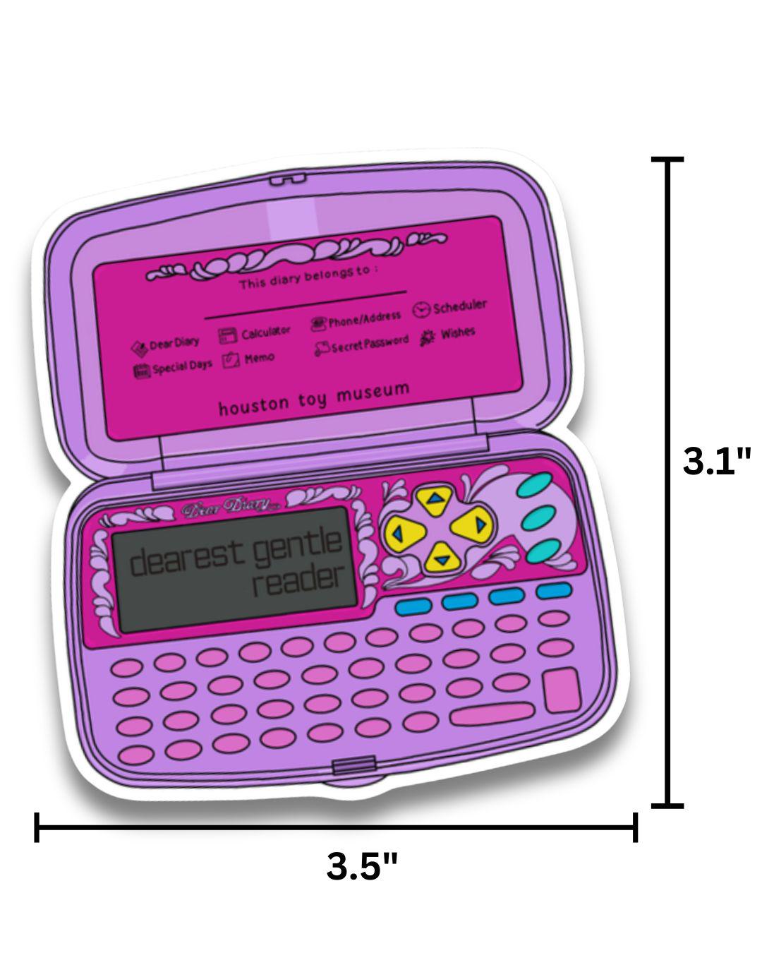 90s Electronic Dear Diary Game 'dearest Gentle Reader' Vinyl Sticker ...