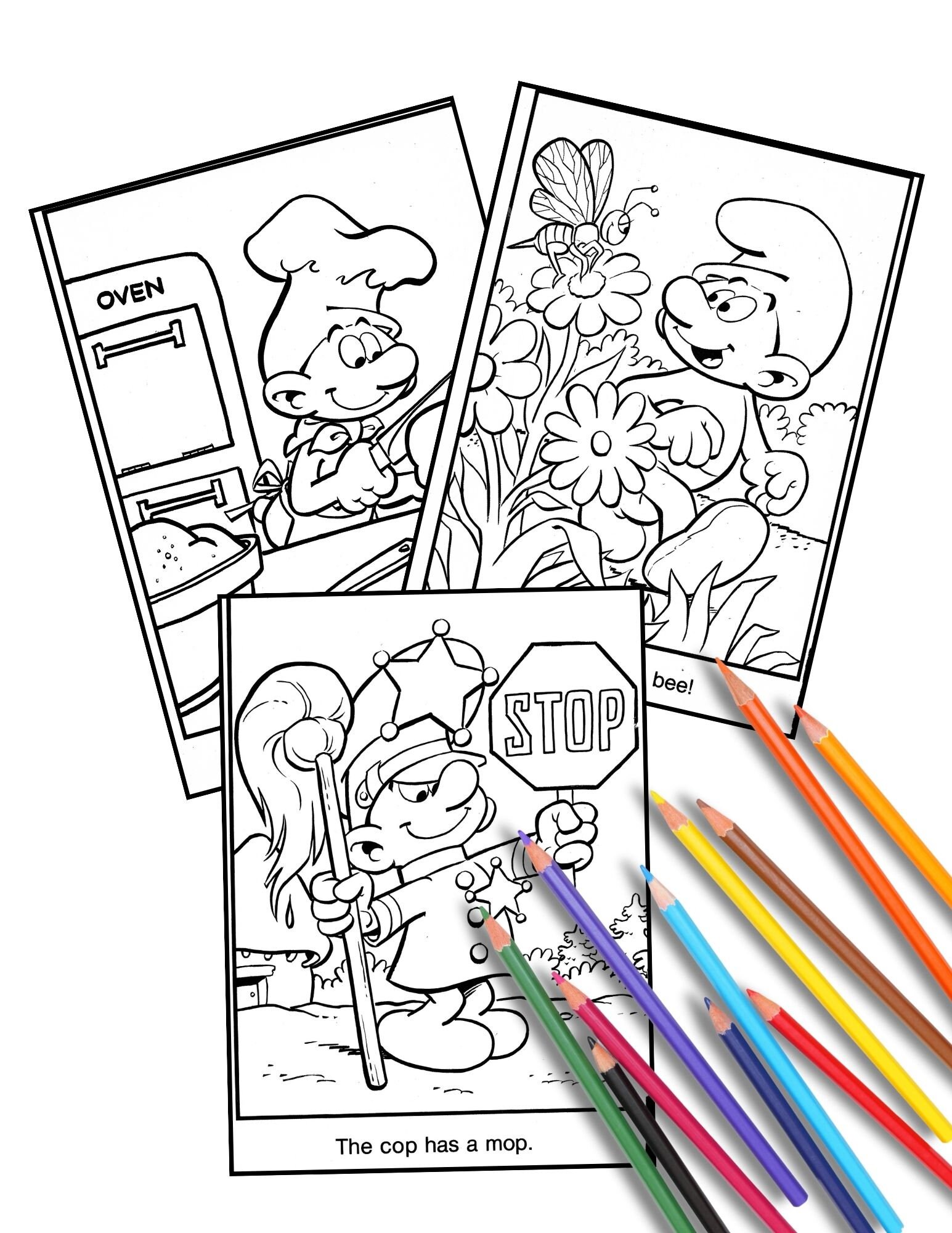 Vintage Coloring Book Smurfs Learn to Read 1982 Printable PDF Instant ...