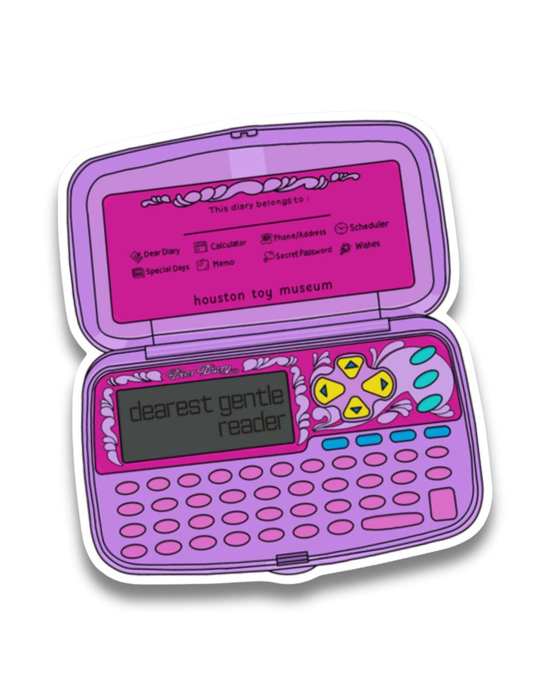 90s Electronic Dear Diary Game 'dearest Gentle Reader' Vinyl Sticker ...