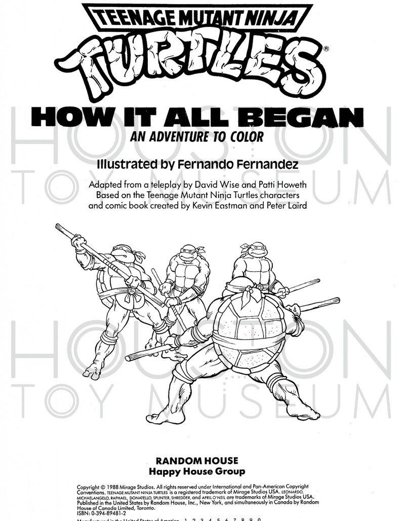 Vintage Coloring Book TMNT Ninja Turtles 1988 Printable PDF Instant ...