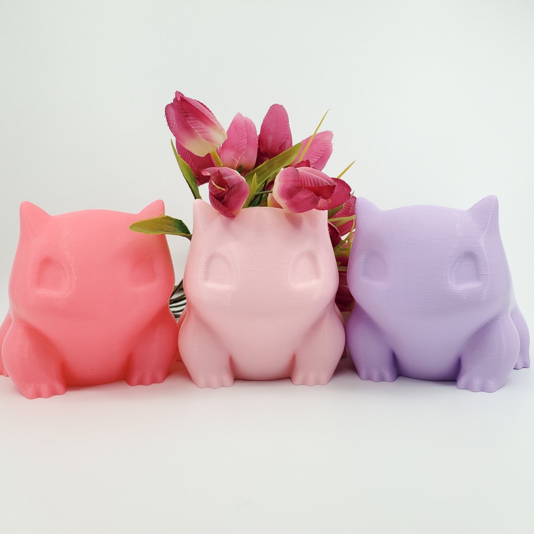 Bulbasaur Pink/lavender Planter With Drip Tray, Trinket Holder, Office ...