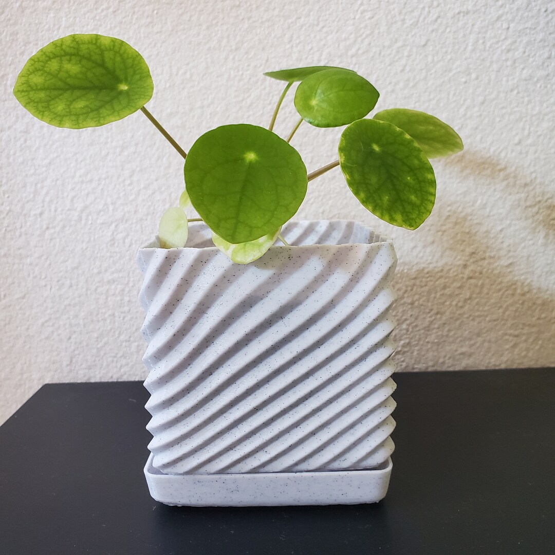 Marble-gray Square Wave Planter, Succulent Pot, Indoor Planter Pot ...