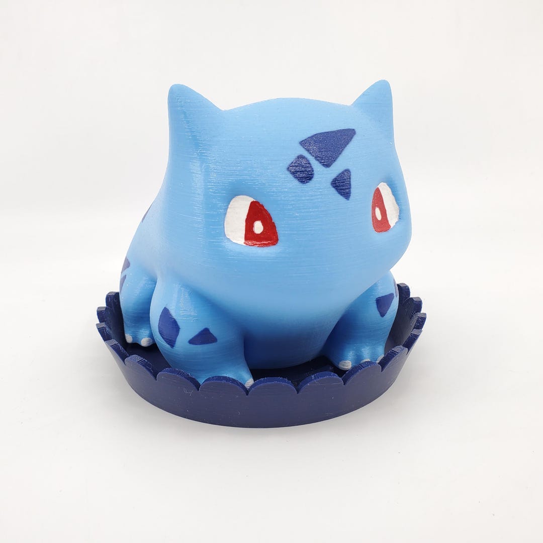 Blue Hand-painted Bulbasaur Planter, Lightweight Planter With Drip Tray ...