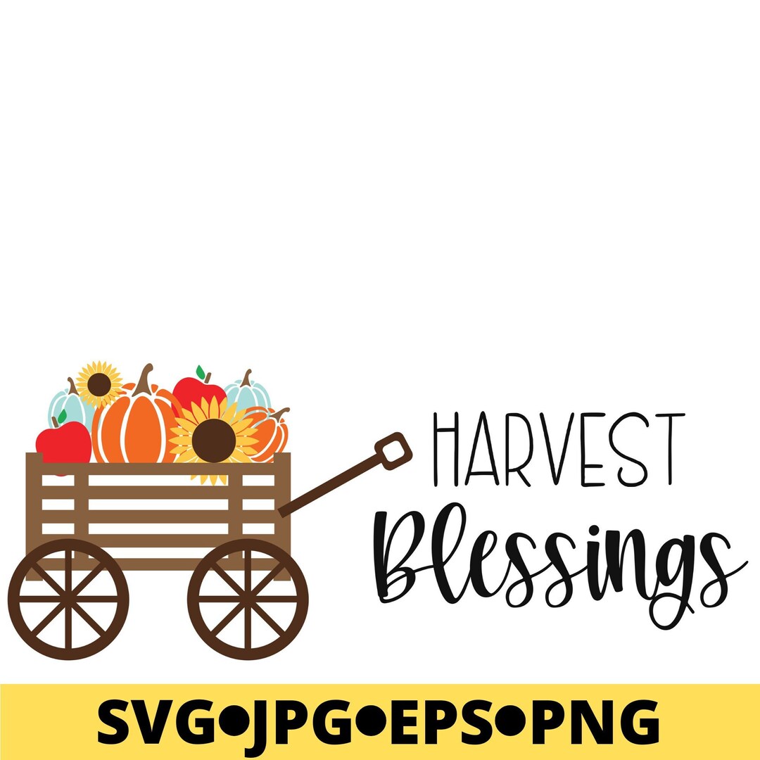 Fall Harvest SVG Clipart Sunflowers Pumpkins Apples Wheelbarrow SVG ...