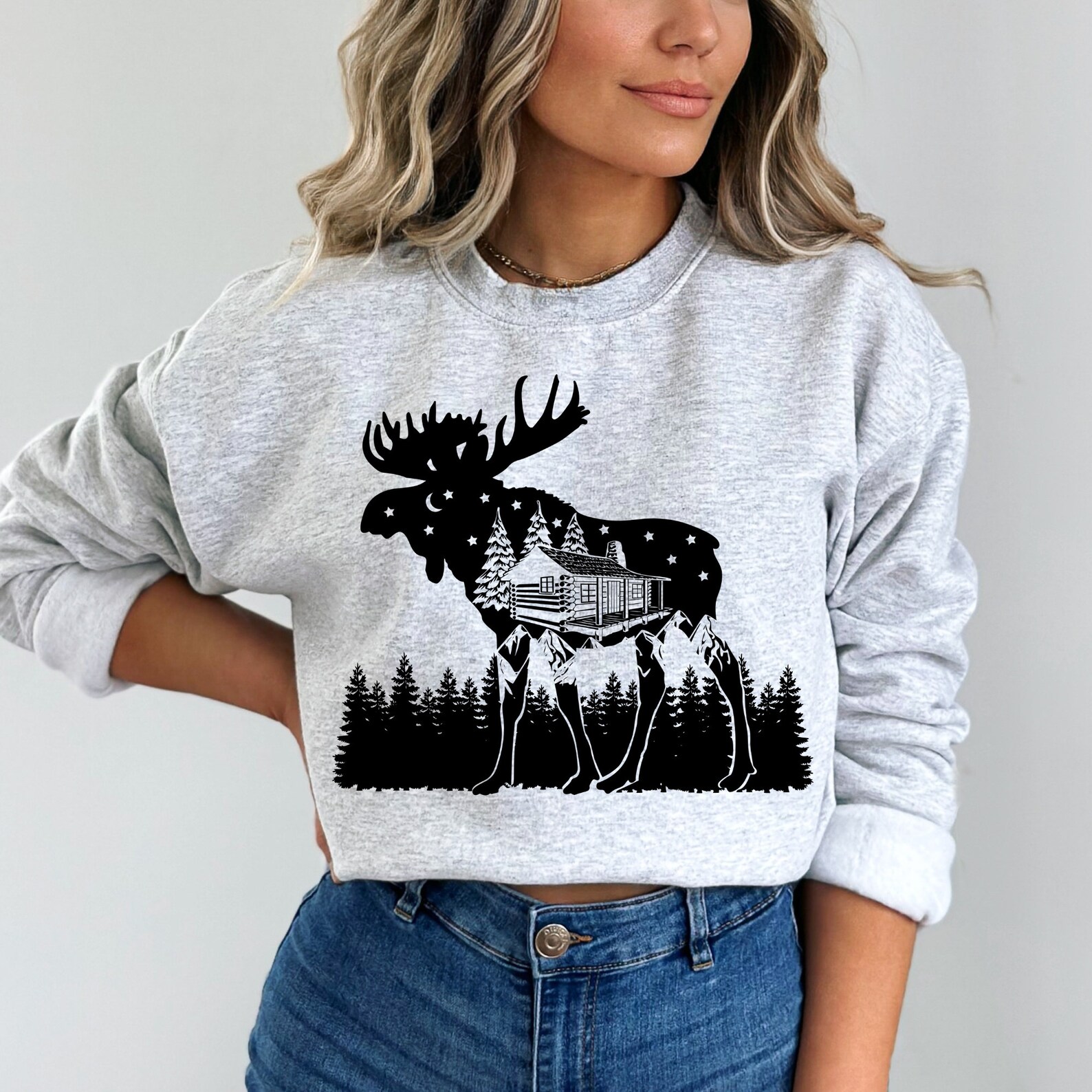 Cabin Moose SVG - Rustic Moose Cabin SVG -nature Outdoors SVG Clipart - Moose Mountains Svg Png ...