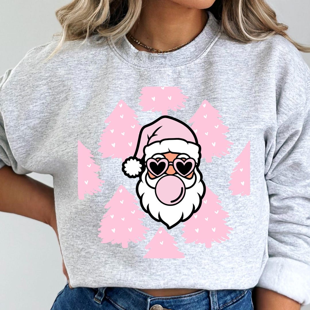 SVG Bubble Gum Santa - Pink Santa Sublimation - Dxf Eps Png Jpg - Retro ...