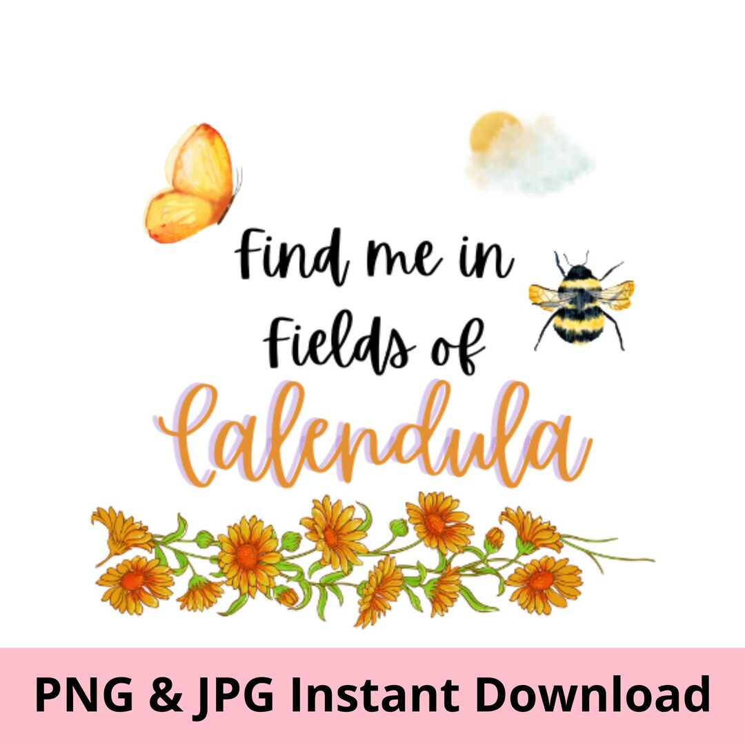 Calendula Fields PNG Wildflower Spring Garden PNG JPG Sublimation - Botanical Sublimation - Find ...