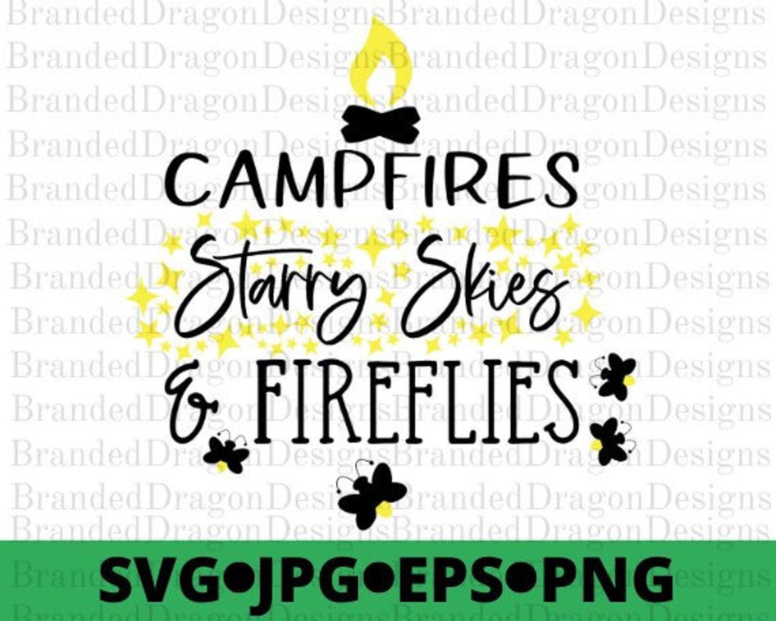 Campfires Starry Skies Fireflies SVG Clipart - Camping SVG Clipart ...