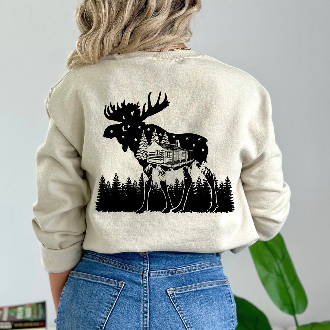 Cabin Moose SVG - Rustic Moose Cabin SVG -nature Outdoors SVG Clipart - Moose Mountains Svg Png ...