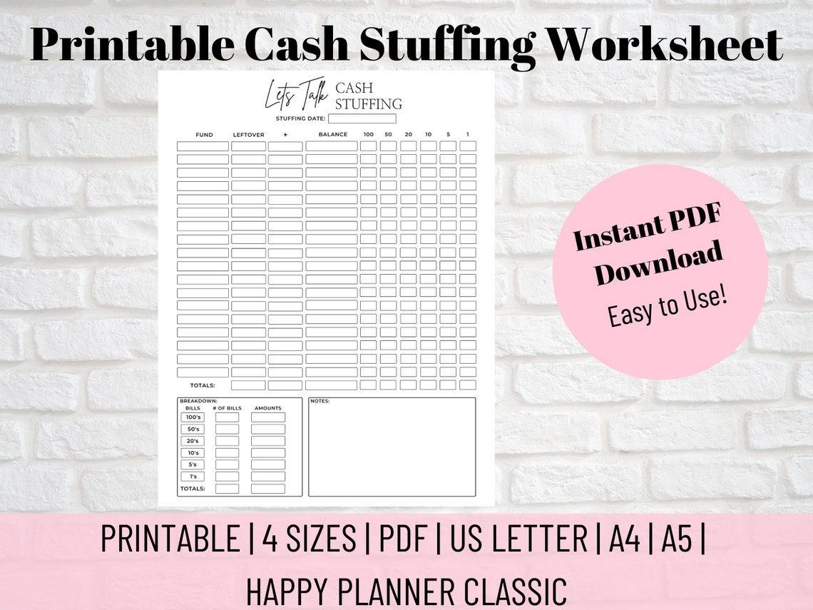 Cash Stuffing Template