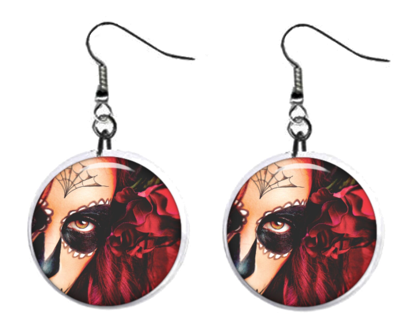 Halloween Scary Jewelry Metal Button Novelty Earrings 1 Inch Diameter ...