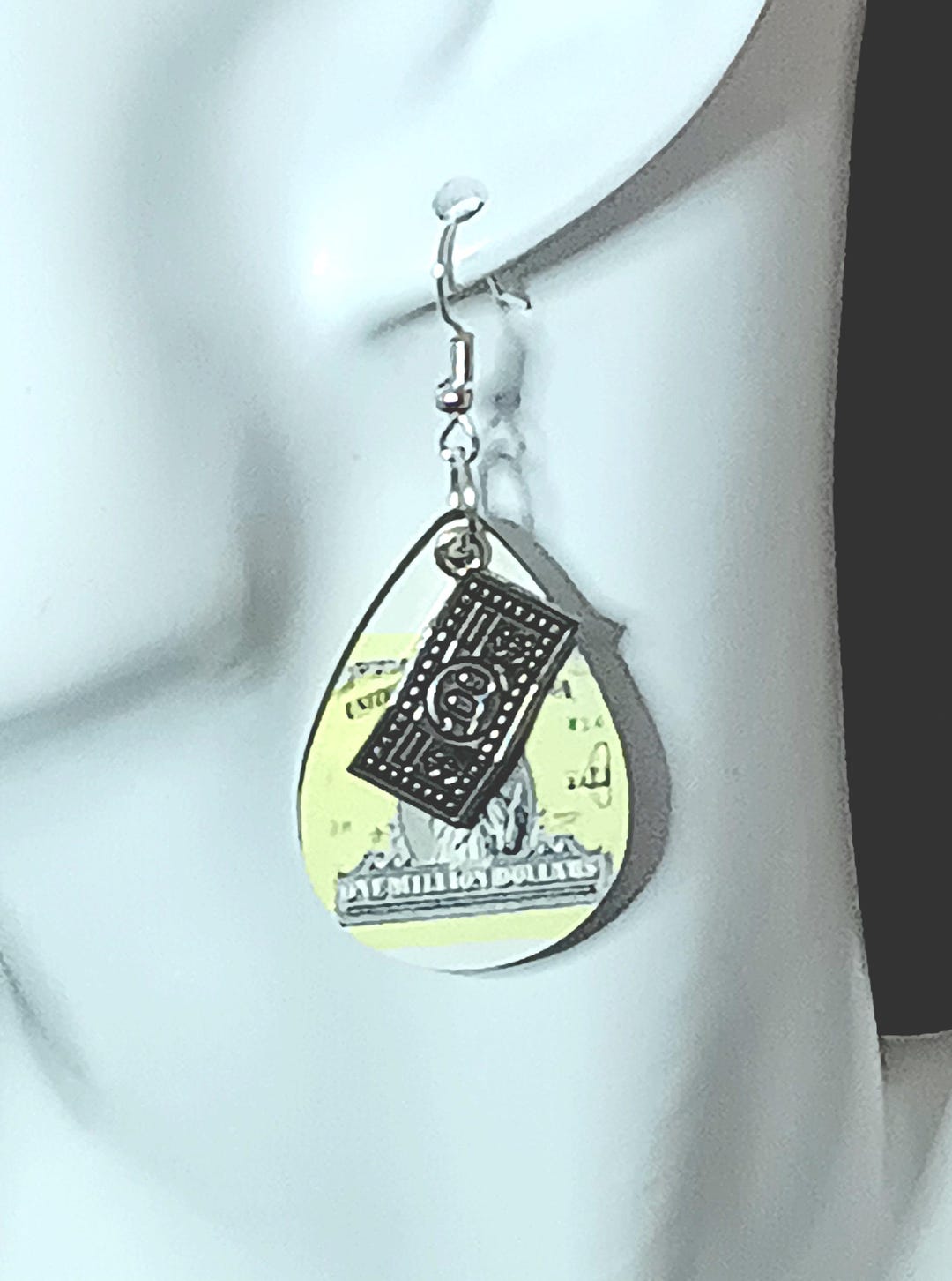 Money Million Dollar Earrings Teardrop Shape Dangle Jewelry With Metal ...