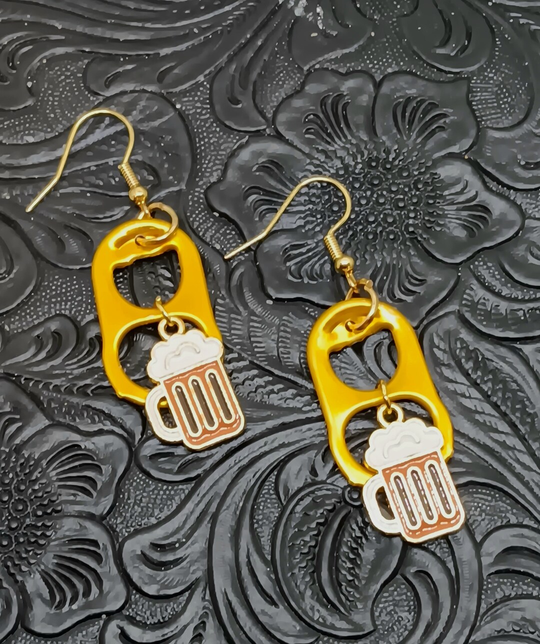 Gold Color Beer Tab With Beer Mug Charm Earrings Jewelry, Waitress ...