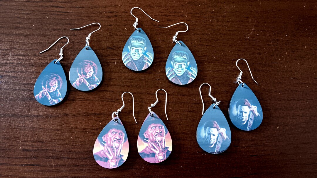 Scary Horror Movie Characters Earrings, Jewelry - Teardrop Shape, 2 ...