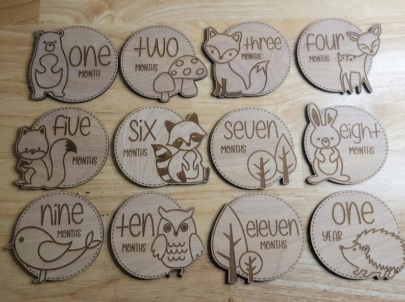 Woodland Baby Milestone Discs: Laser Cut Animal Monthly Markers - Etsy