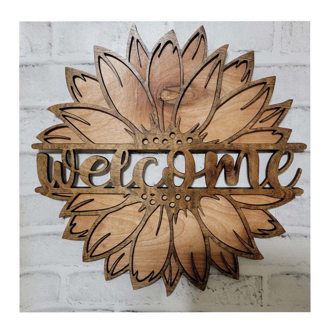 Sunflower Wall Sign- Wall Signage- Sunflower Wooden Sign- Welcome Sign ...