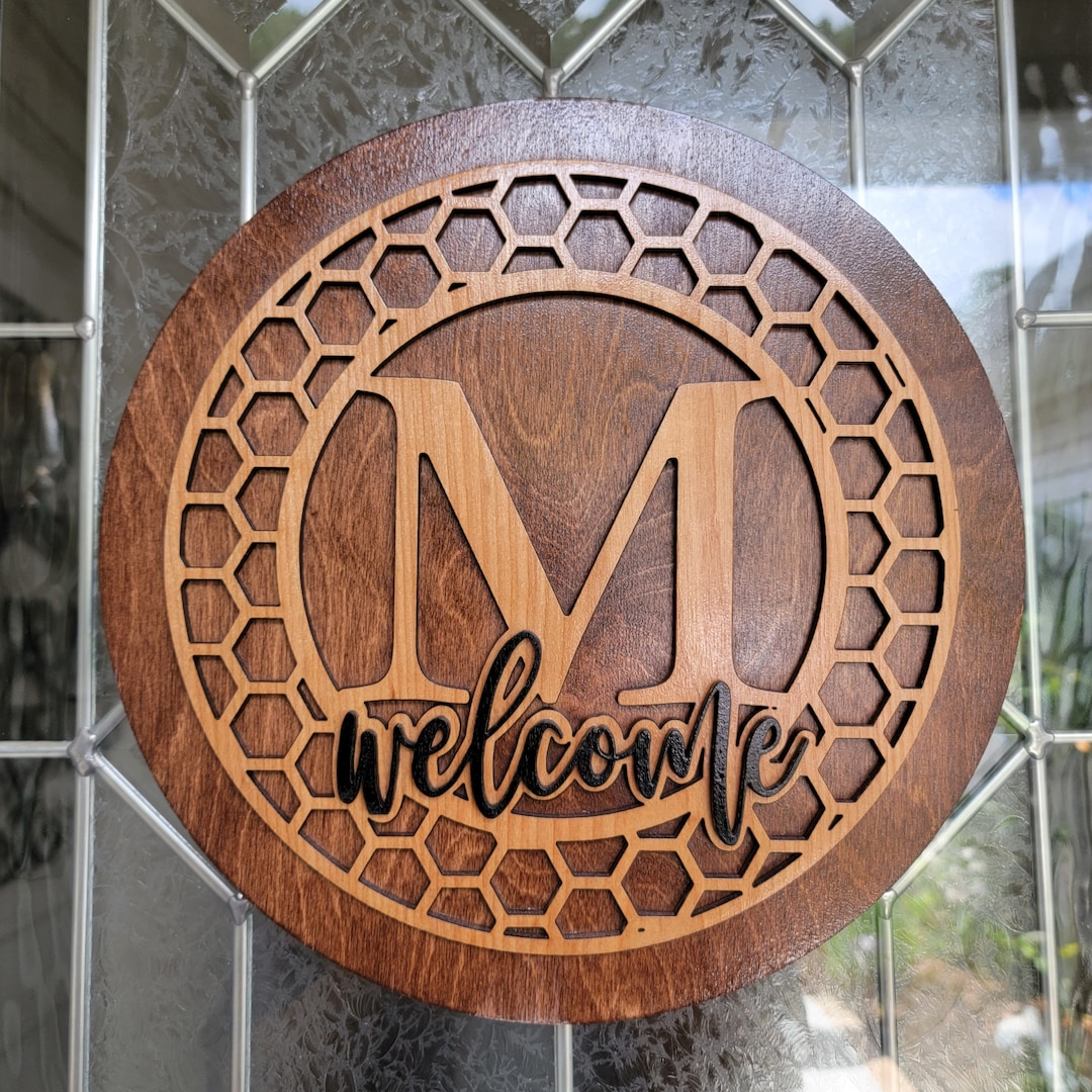 Honeycomb Welcome Sign wall Hanging/plaque-wooden-front Door Sign ...