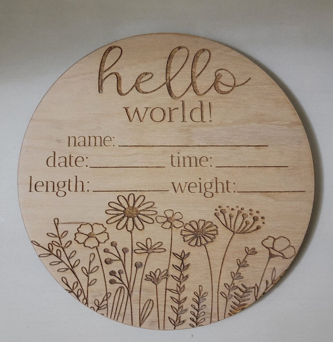 Engraved Birch Wood Baby Birth Stat Sign: Floral Newborn Keepsake - Etsy