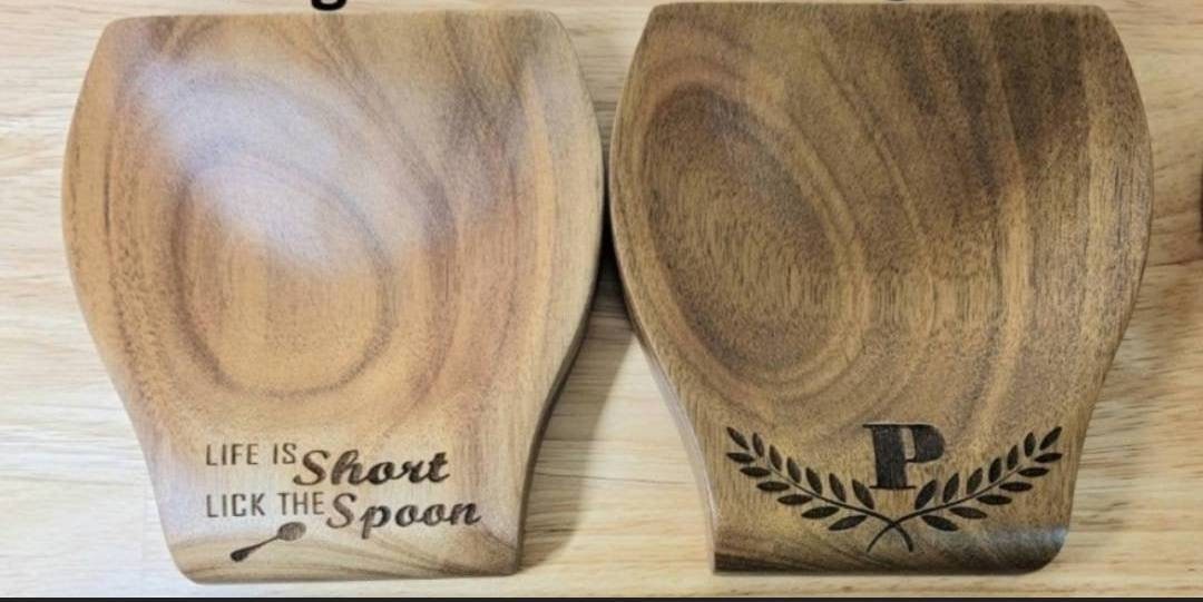 Laser Engraved Wooden Spoon Rest: Personalized Acacia or Teak - Etsy