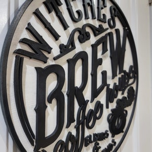 Coffee House Sign, Round Halloween Sign, Coffee Bar Sign, Halloween ...