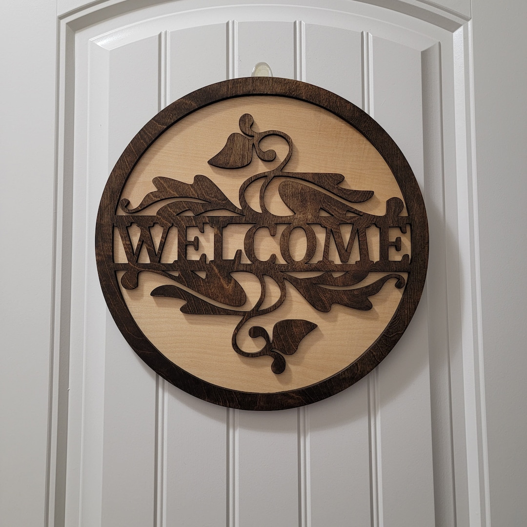 Two-layer Birch Wood Welcome Sign: Front Door Decor - Etsy