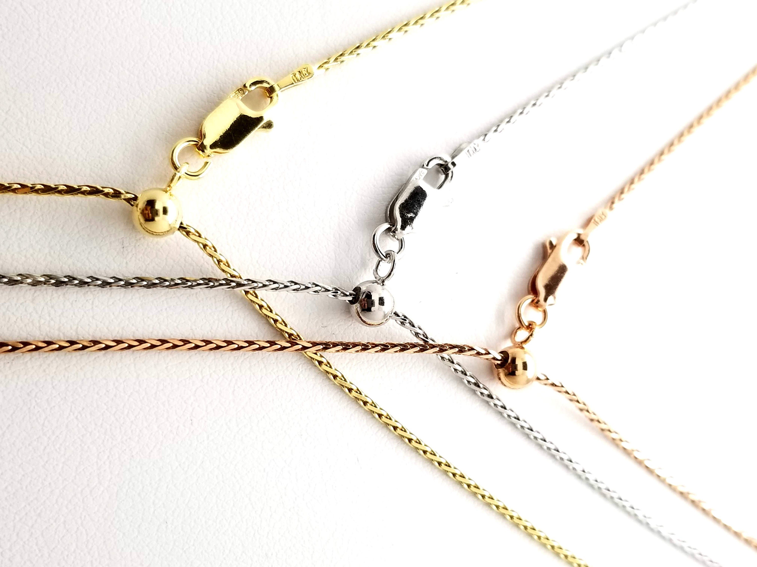 Solid Sterling Silver Chain Adjustable Necklace - Etsy Sweden