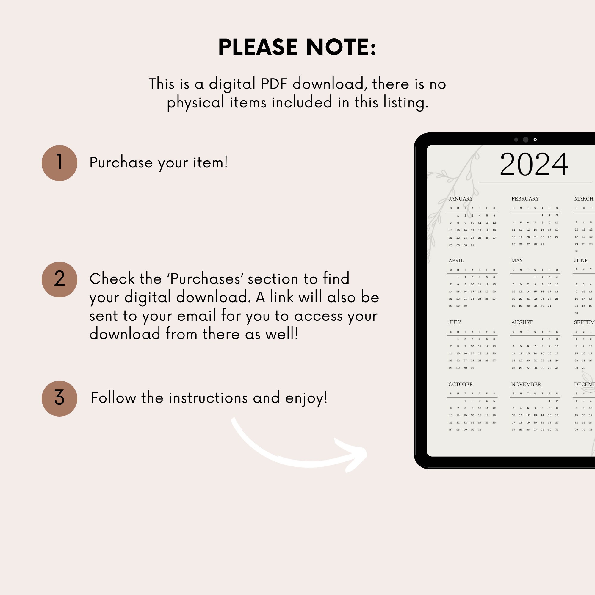 2024 Minimalist New Year Digital Planner | Digital Planner | 2024 ...