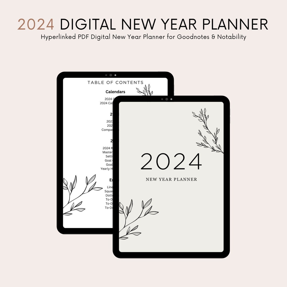 2024 Minimalist New Year Digital Planner | Digital Planner | 2024 ...