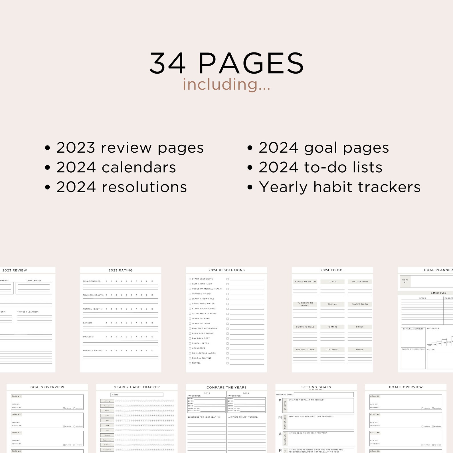 2024 Minimalist New Year Digital Planner | Digital Planner | 2024 ...