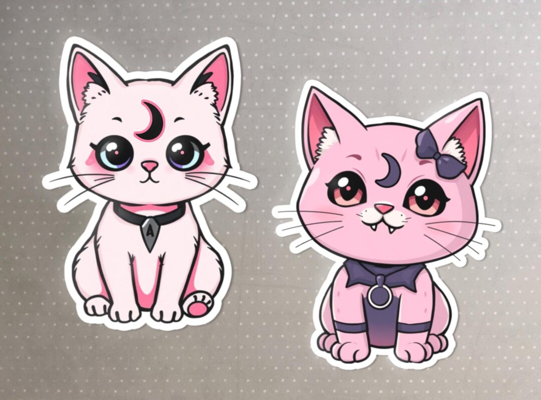 Cute Goth Kawaii Cats Vinyl Stickers Set. 2 Stickers - Etsy